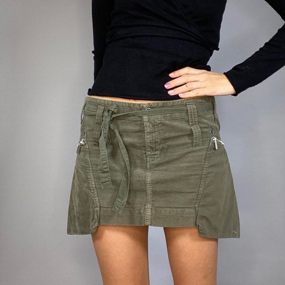 Diesel Corduroy Cargo Miniskirt - Army Green - Gem